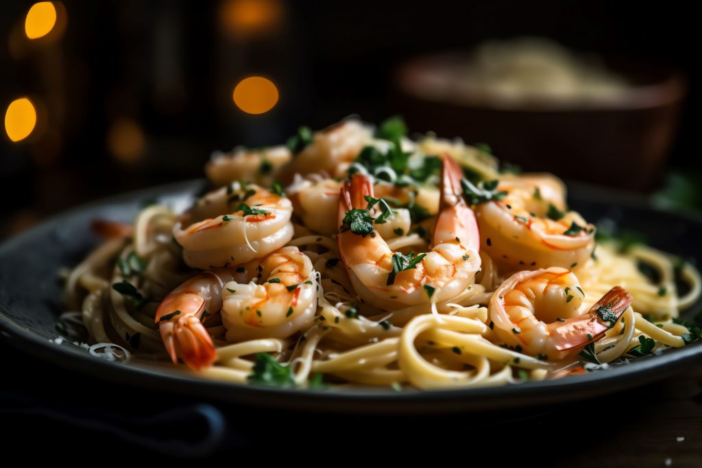 Prepara pasta con gambas al ajillo - Pescadería Palacio